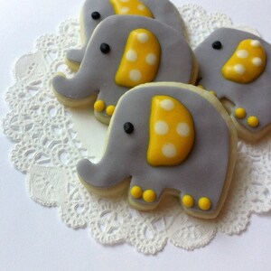 Mini Baby Elephant Sugar Cookies - Yellow and Grey Elephants - Bite ...