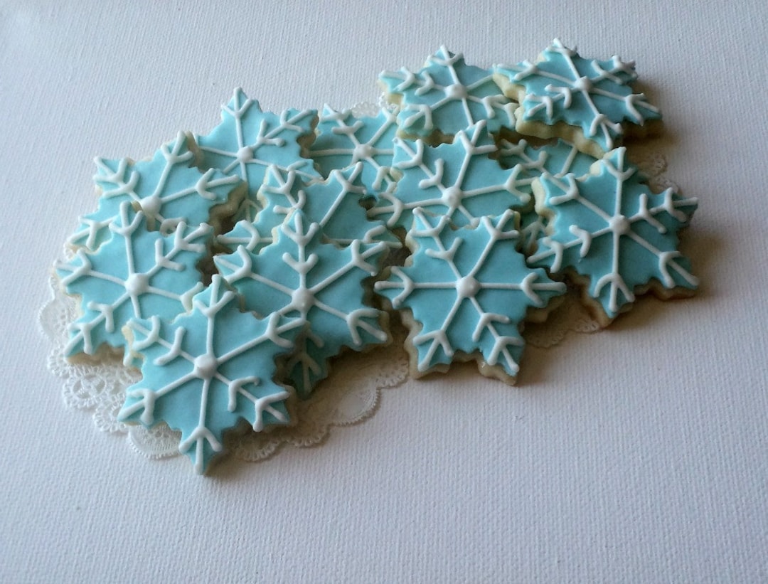 Mini Blue Snowflake Cookies - 2 1/2 Dozen Mini Cookies - Etsy