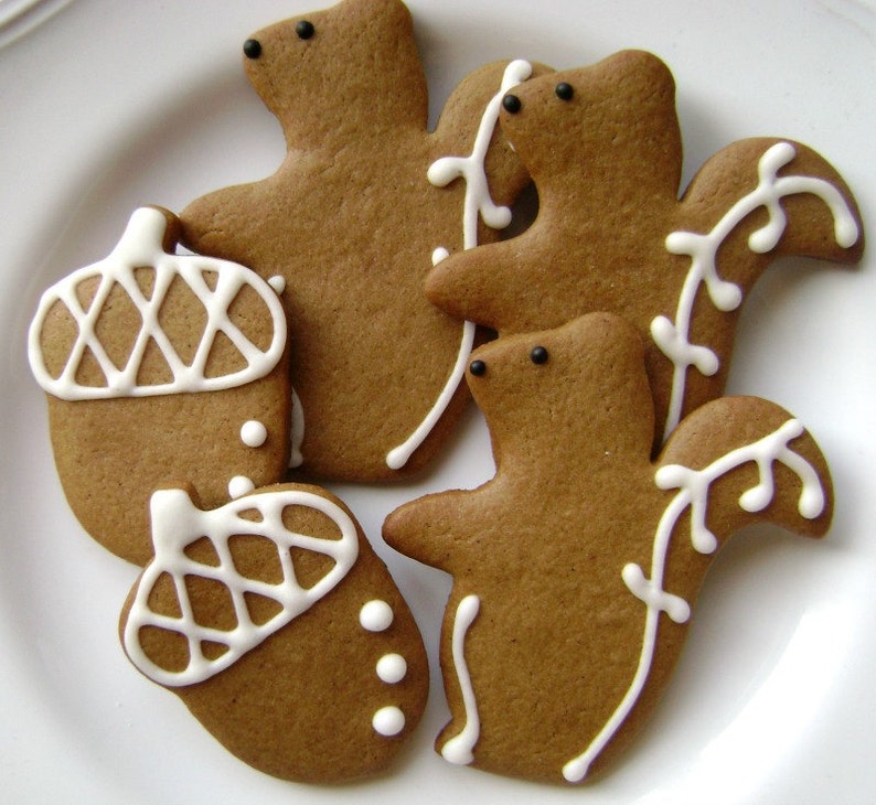 Gingerbread Squirrel and Acorn Cookies - 2 Dozen Cookies - Etsy