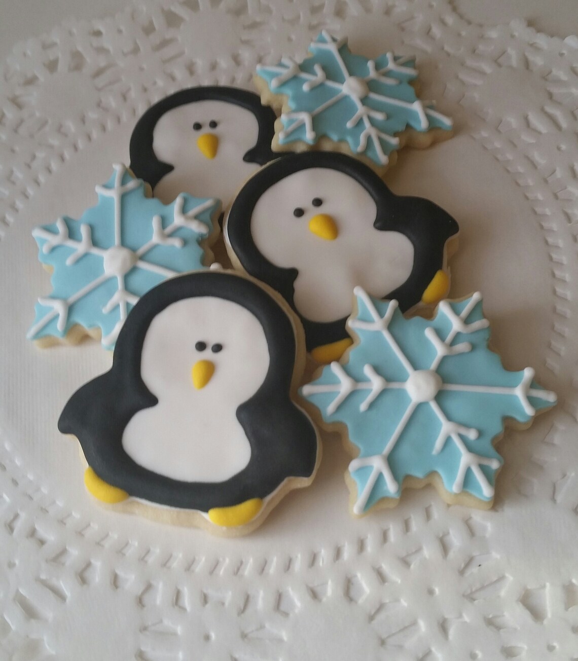 Mini Penguin and Snowflake Cookies 2 1/2 Dozen Mini Cookies | Etsy