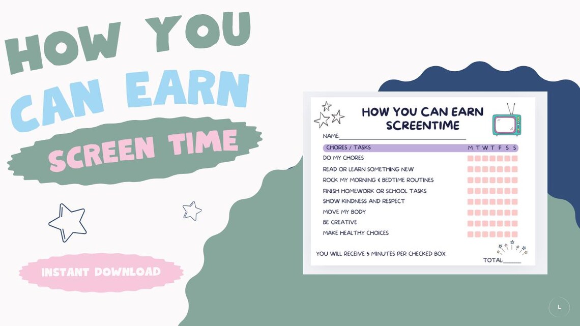 Printable Screen Time Chart | Fun Reward System for Digital Device Time ...