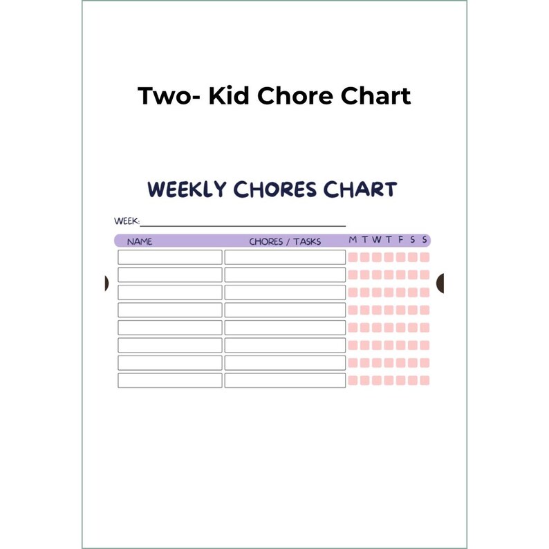 Sibling Chore Chart Printable | Two Kids Responsibility Tracker (PDF ...