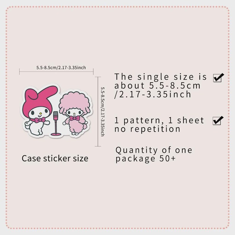 50pcs Sanrio My Sweet Piano Cartoon Stickers - Etsy