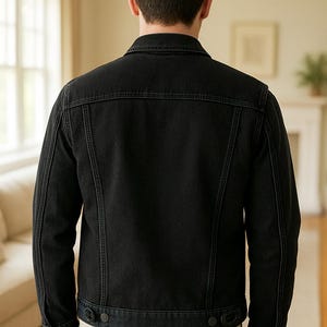 Black Denim Jacket | Casual Slim Fit Jeans Coat for Winter - Etsy