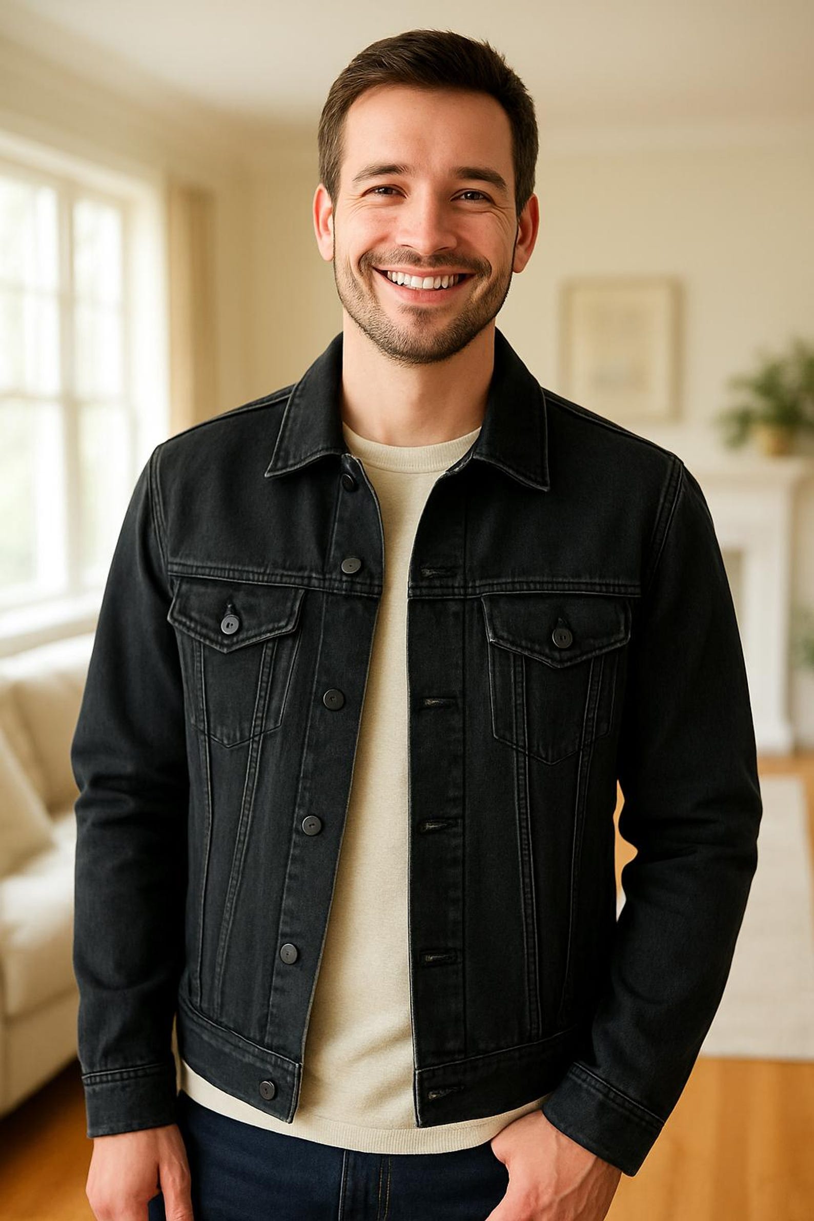 Black Denim Jacket | Casual Slim Fit Jeans Coat for Winter - Etsy