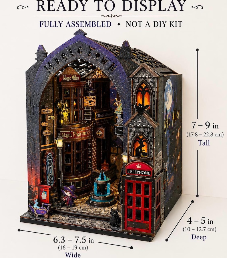 Magical Wizard Alley Book Nook Fully Assembled, Fantasy Bookshelf ...