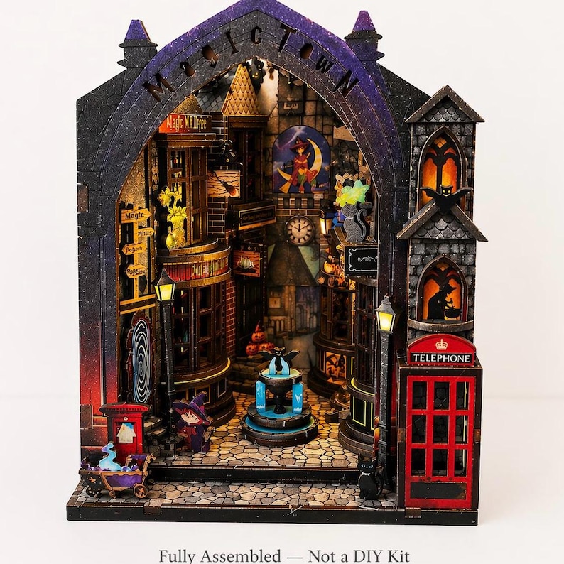 Magical Wizard Alley Book Nook Fully Assembled, Fantasy Bookshelf ...