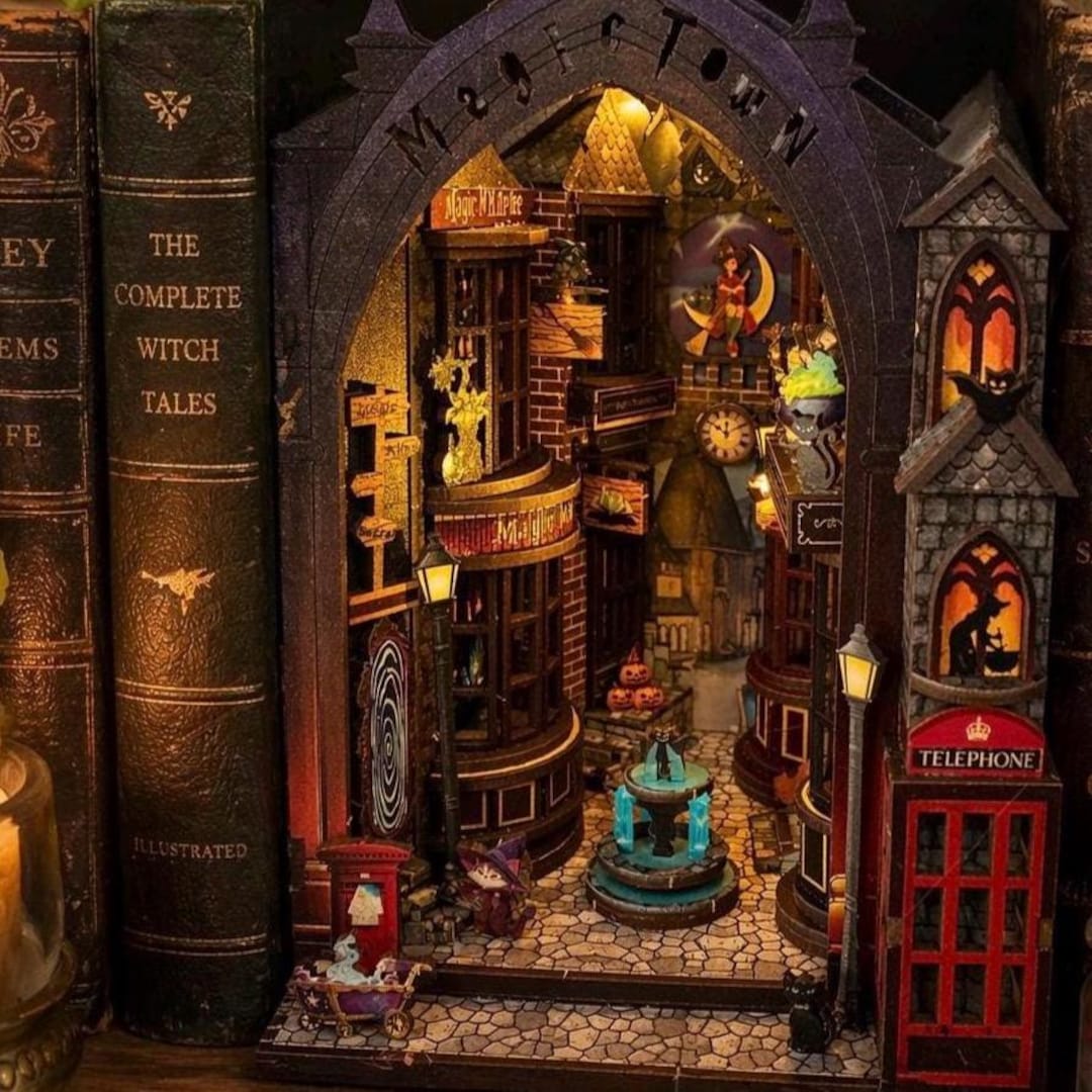 Magical Wizard Alley Book Nook Fully Assembled, Fantasy Bookshelf ...