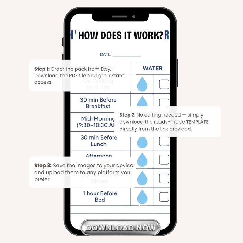 Hydration Tracker Printable | Daily Water Intake Log (PDF PNG) - Etsy