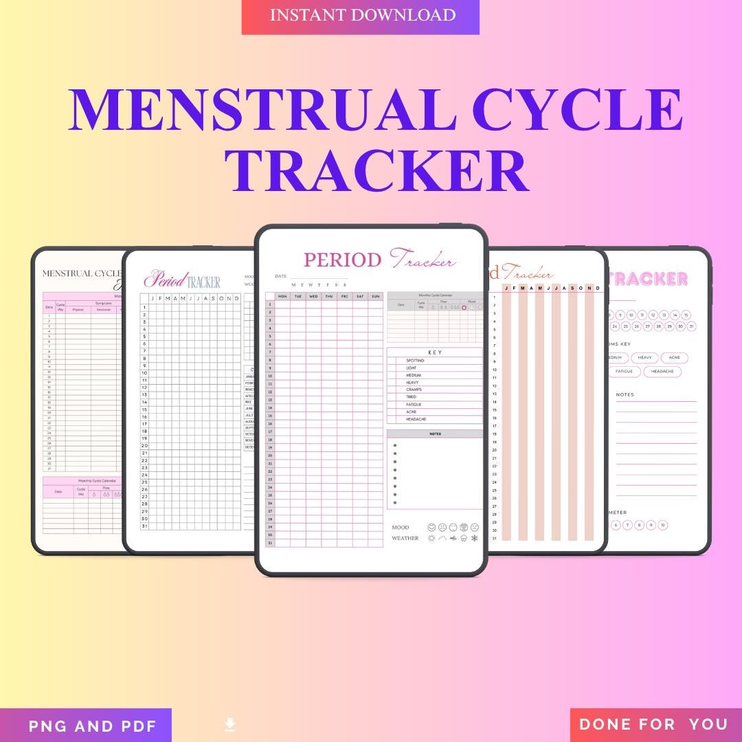 Menstrual Cycle Tracker Printable | Period & Ovulation Tracker ...