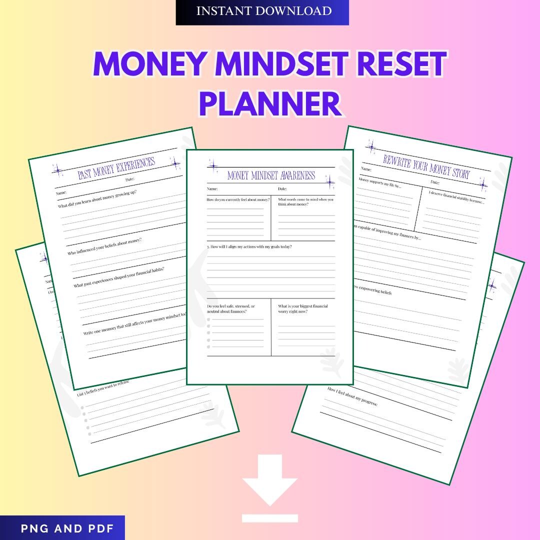 Money Mindset Reset Planner Printable | Financial Mindset Workbook ...