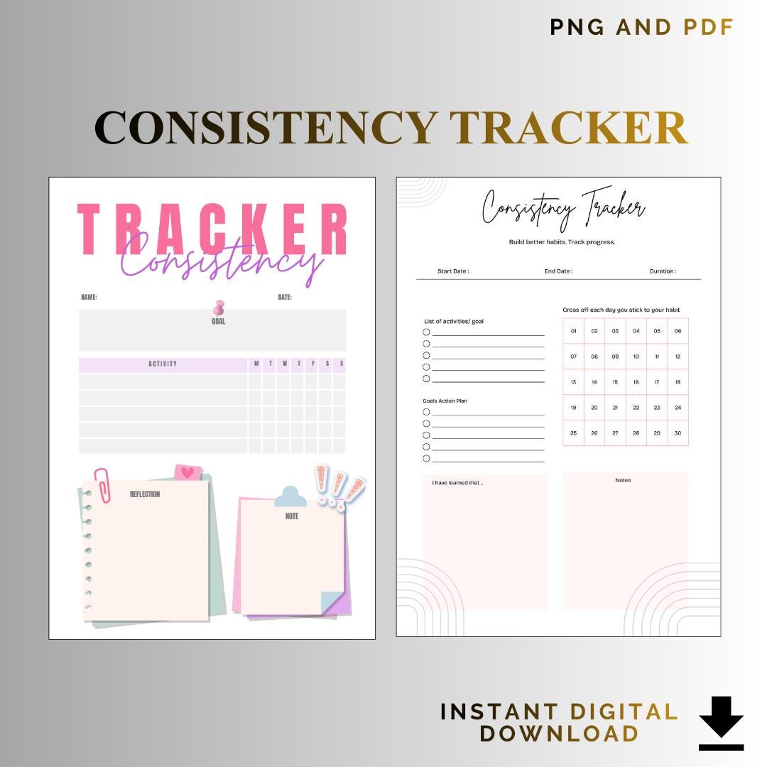 Habit Tracker Printable, Consistency & Goal Planner (PDF + PNG Download ...