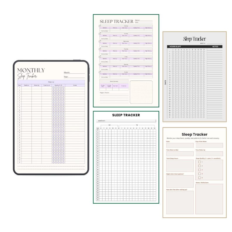 Sleep Habit Tracker and Journal (printable PDF for Better Rest) - PNG ...