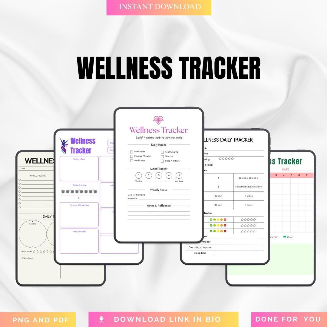Wellness Tracker Printable | Daily Health Self Care Planner (PDF PNG ...
