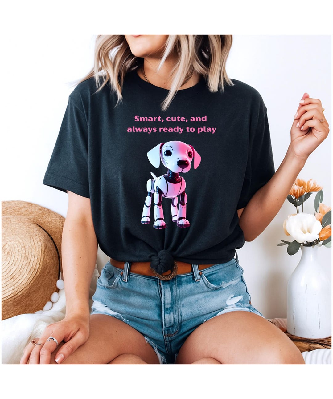 Cute Retro Robot Puppy T-shirt | Neon Robotic Dog Graphic Tee - Etsy