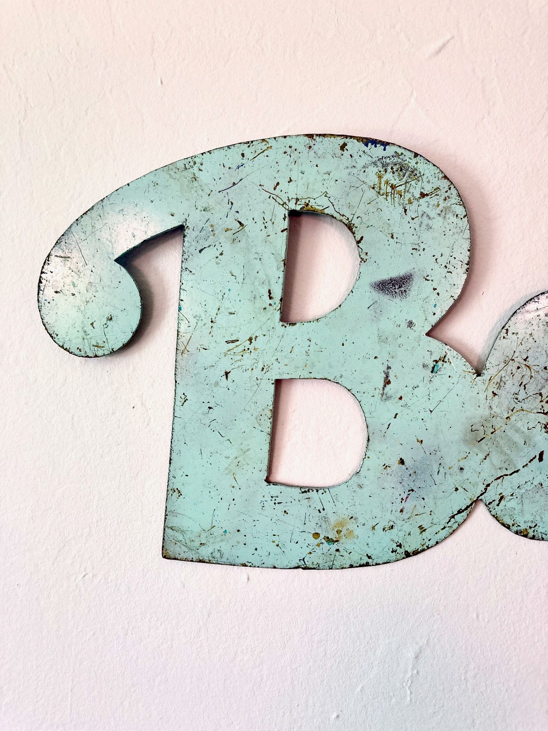 Vintage Large Metal Cut-out Sign Metal Sign Baby Sign Weathered Metal ...