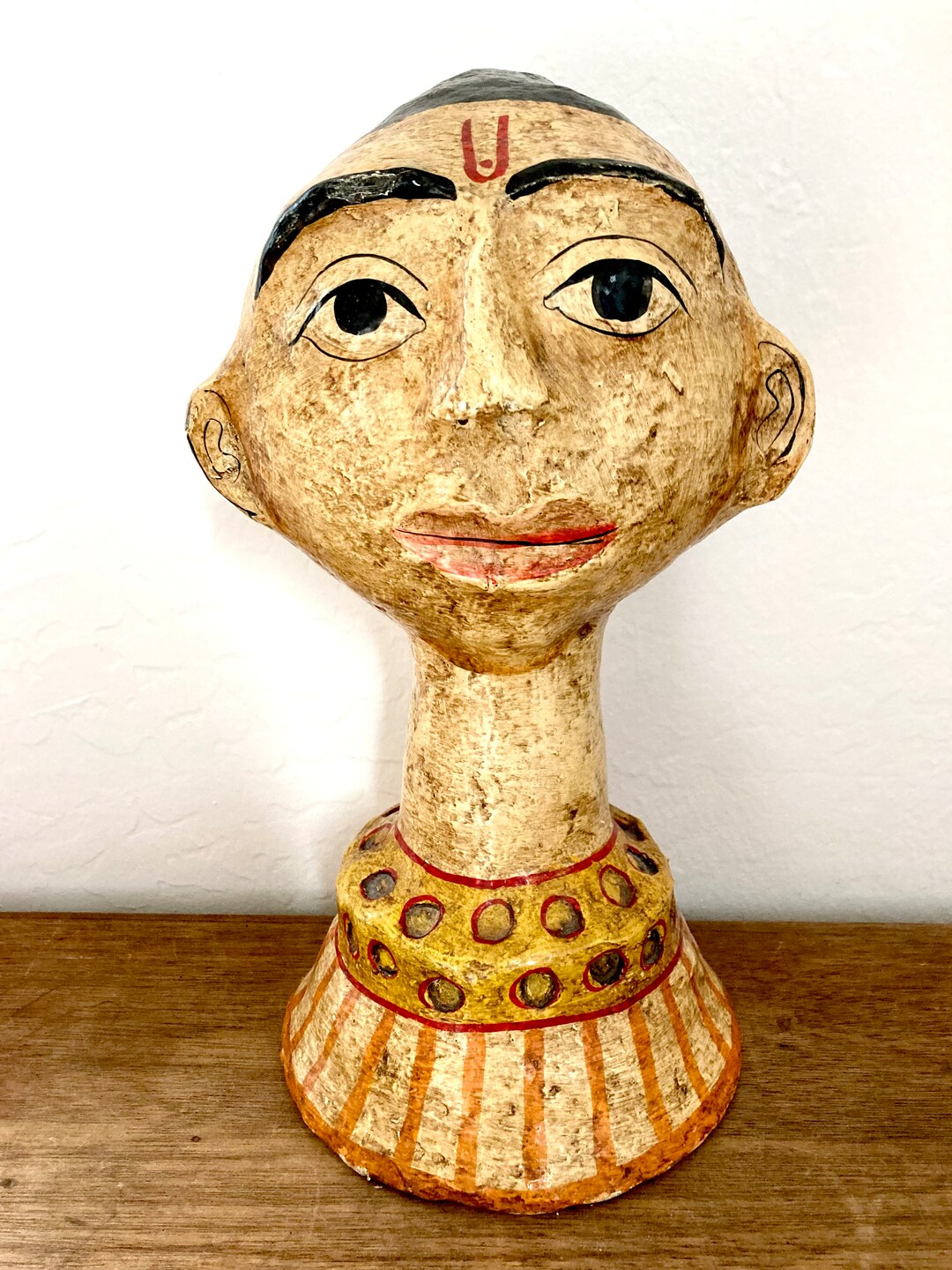 Vintage Large Paper Mache Bust -paper Mache Art - Indian Paper Mache ...