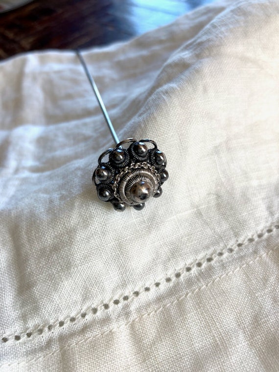 Antique Victorian Silver Filigree Hat pin - Silver Ha… - Gem