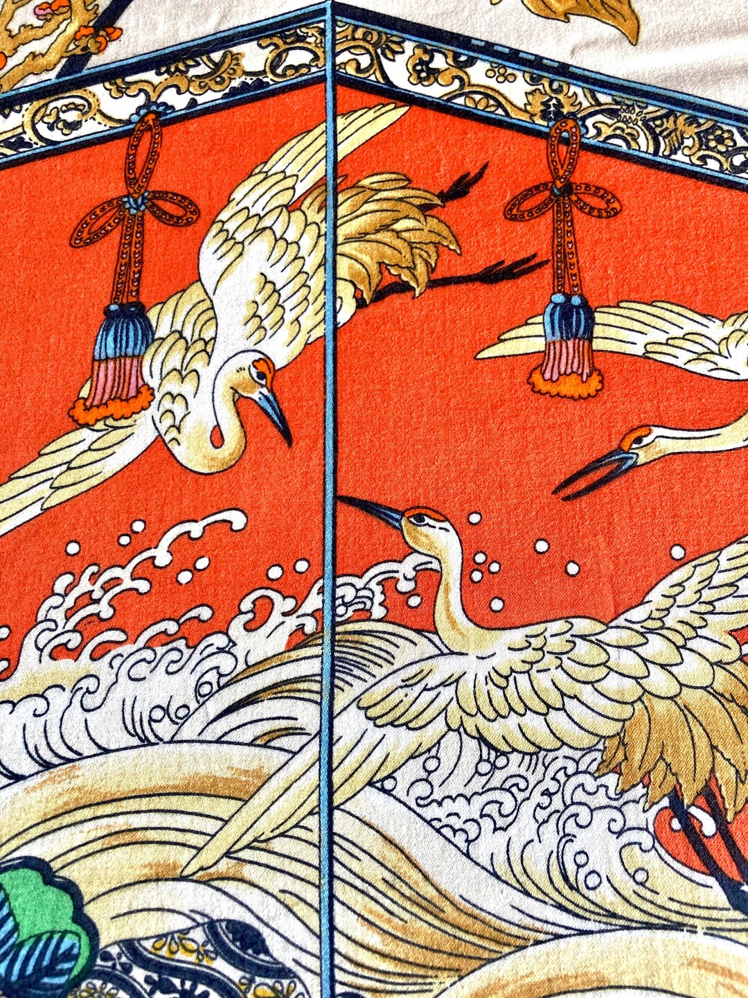 Vintage Jonelle Duracolour Cotton Fabric, Bonsai Crane Print, 4 Yards ...