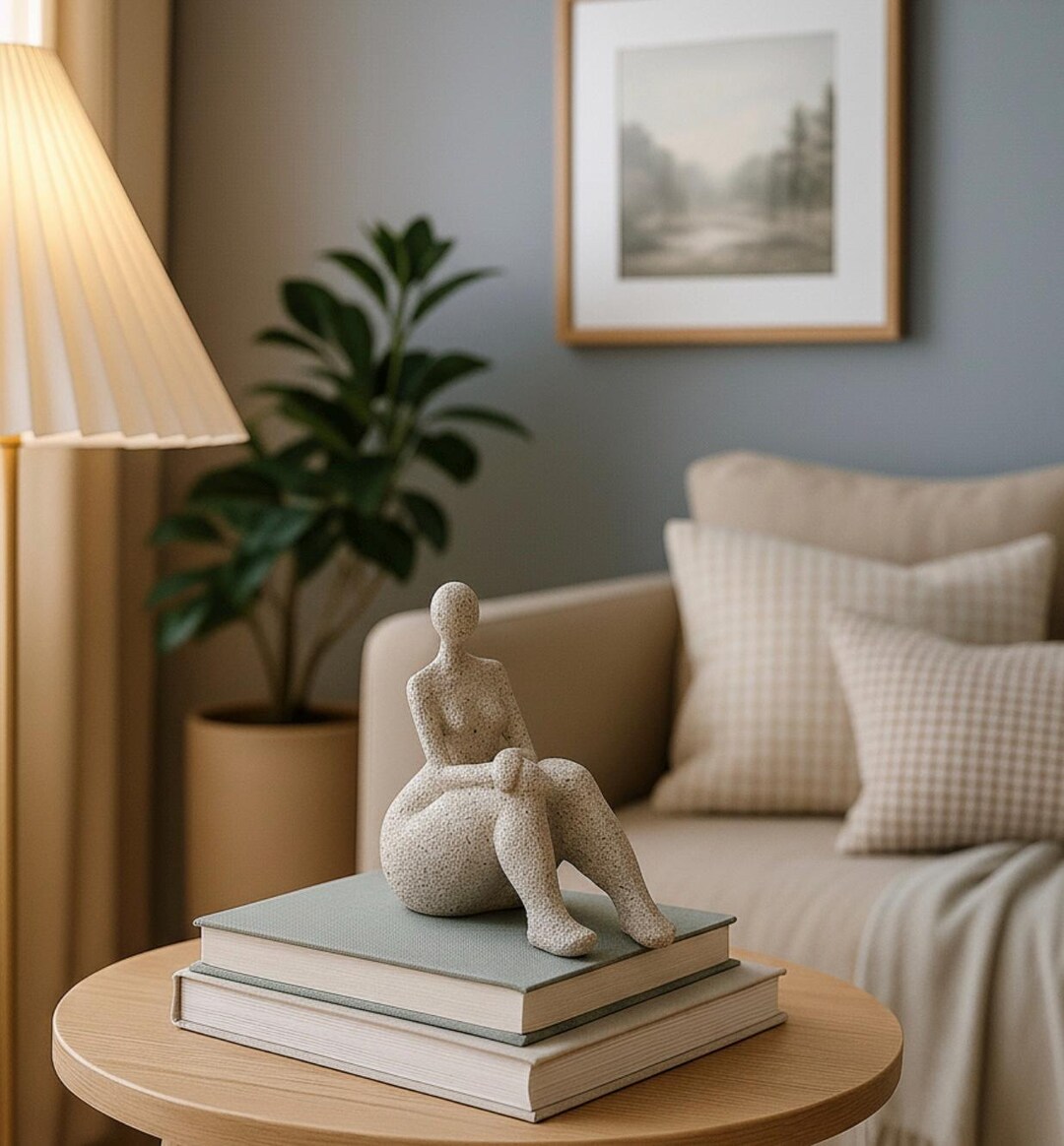 Minimalist Style Abstract Resin Statue of a Seated Woman, Modern ...