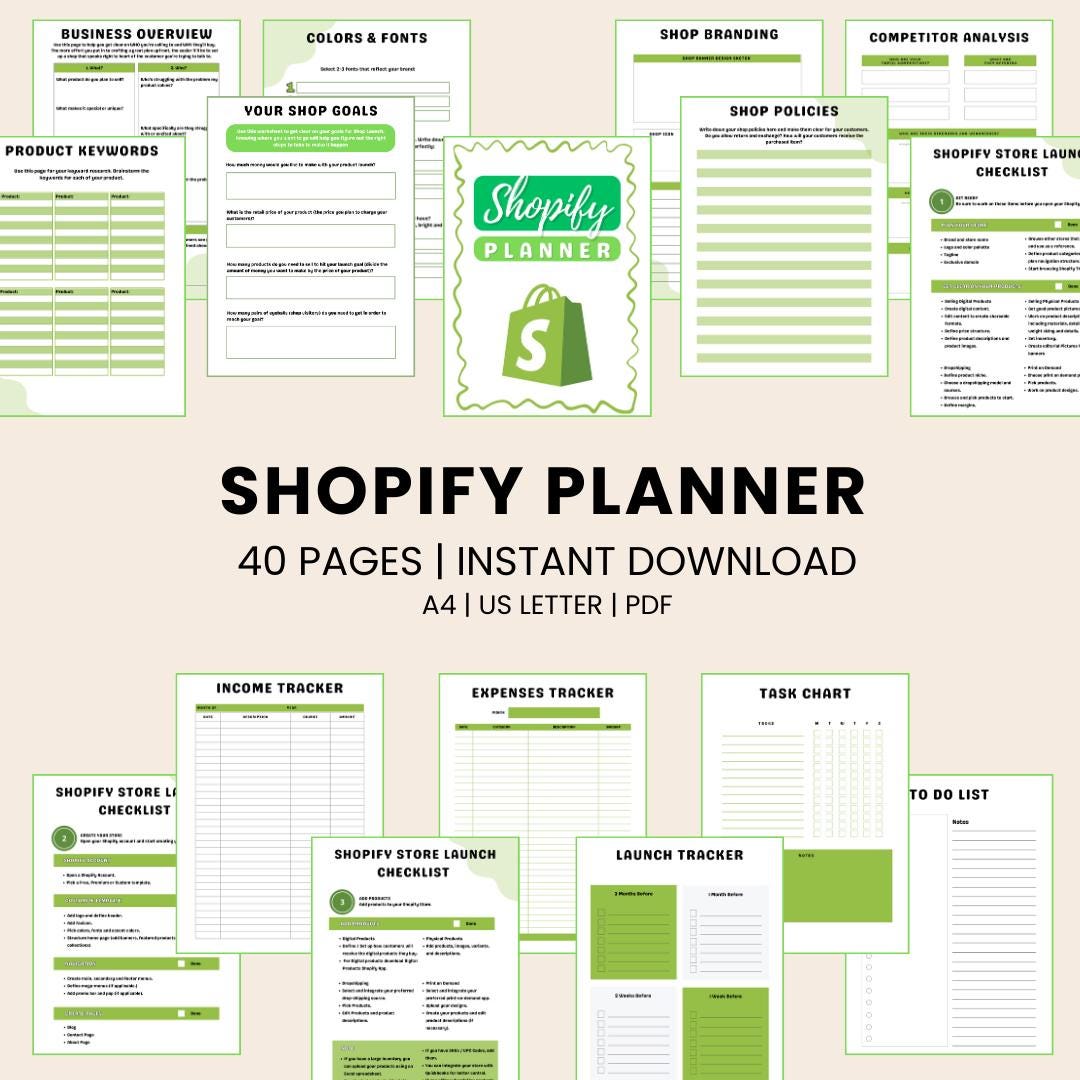 Shopify Store Launch Planner | 40-page Business Checklist (PDF) - Etsy