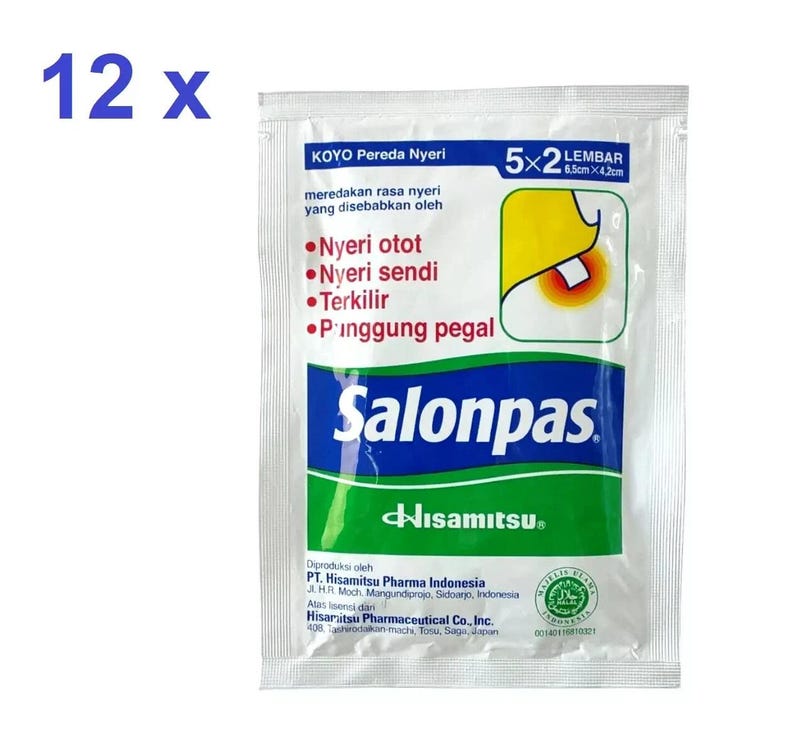 12 Packs of Salonpas Standard 10 Patches (size: 4.2 X 6.5 Cm), HALAL ...