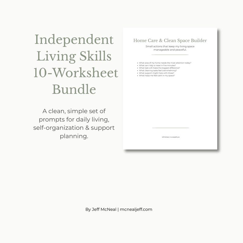 Independent Living Skills Worksheet Bundle | 10 Printable PDF Tools ...