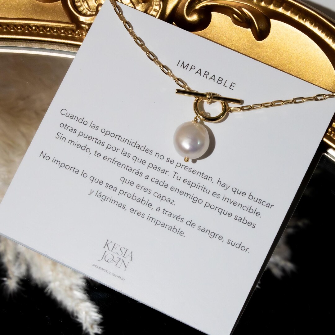 Gold Pearl Toggle Necklace – Dainty T-bar Clasp Pendant, Minimalist ...