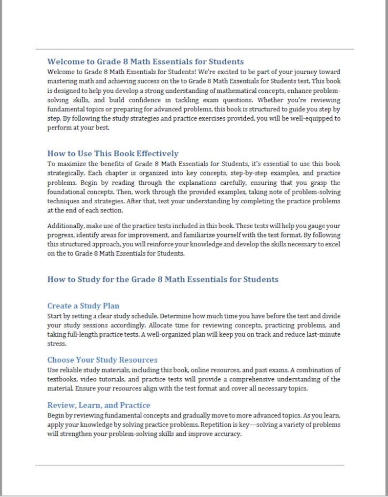 Grade 8 Math Essentials for Students - Etsy