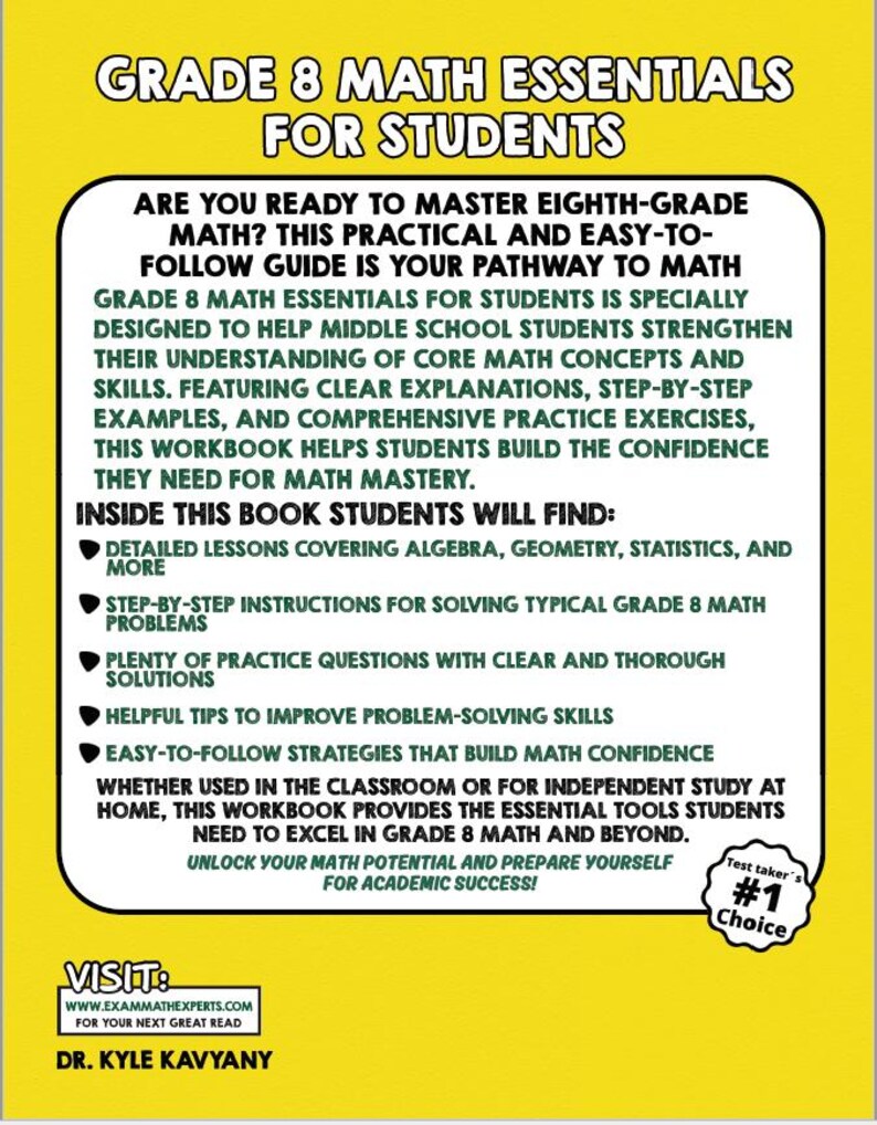Grade 8 Math Essentials for Students - Etsy