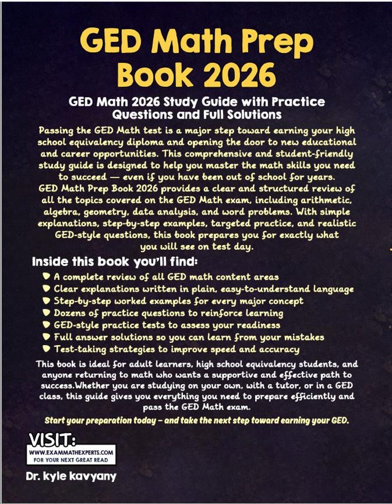 GED Math Prep Book 2026 - Etsy