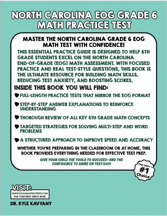 North Carolina EOG Grade 6 Math Practice Test - Etsy