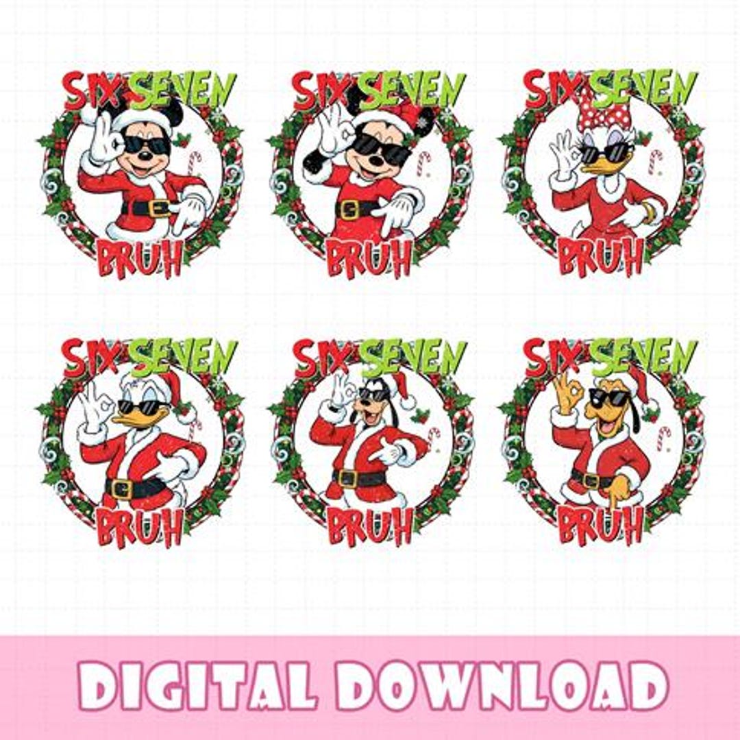 6 7 Six Seven Mickey and Friends PNG Bundle, Funny Meme Hand Disneyland ...