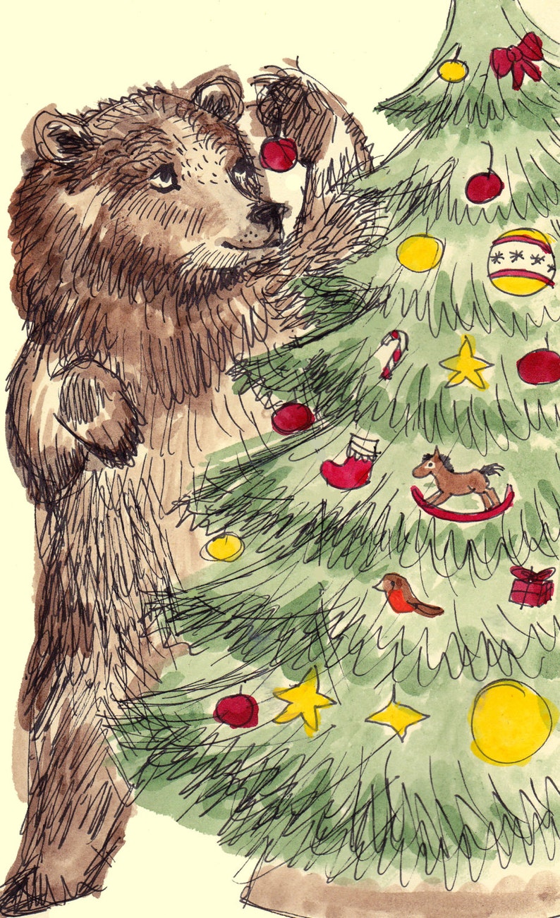 Christmas Bear - Greeting Card - Etsy