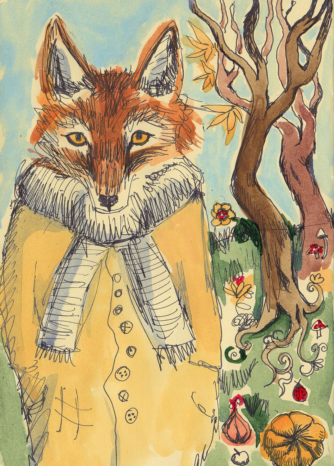 Autumn Fox Art Print - Etsy