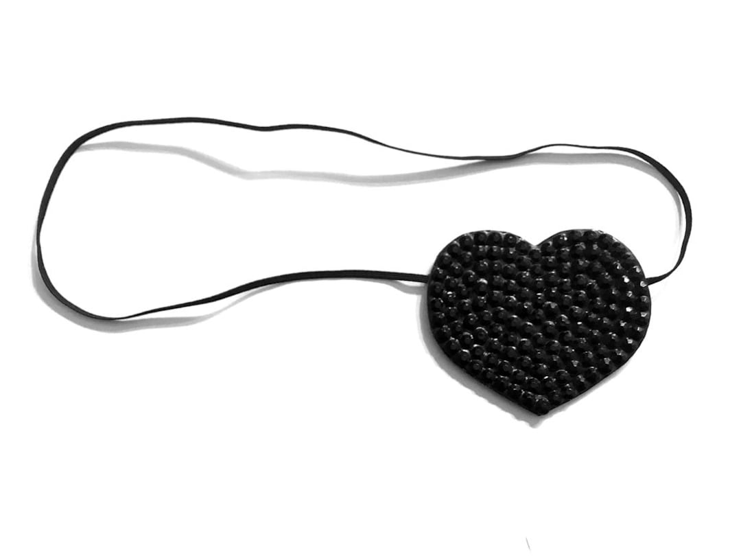 Heart Shaped Black Crystal Rhinestone Eye Patch - Etsy