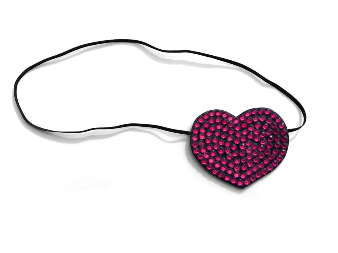 Heart Shaped Hot Pink Cystal Rhinestone Eye Patch - Etsy