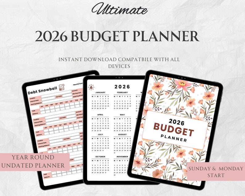 2026 Budget Planner Printable | Monthly Budget Sheets | Finance Tracker ...