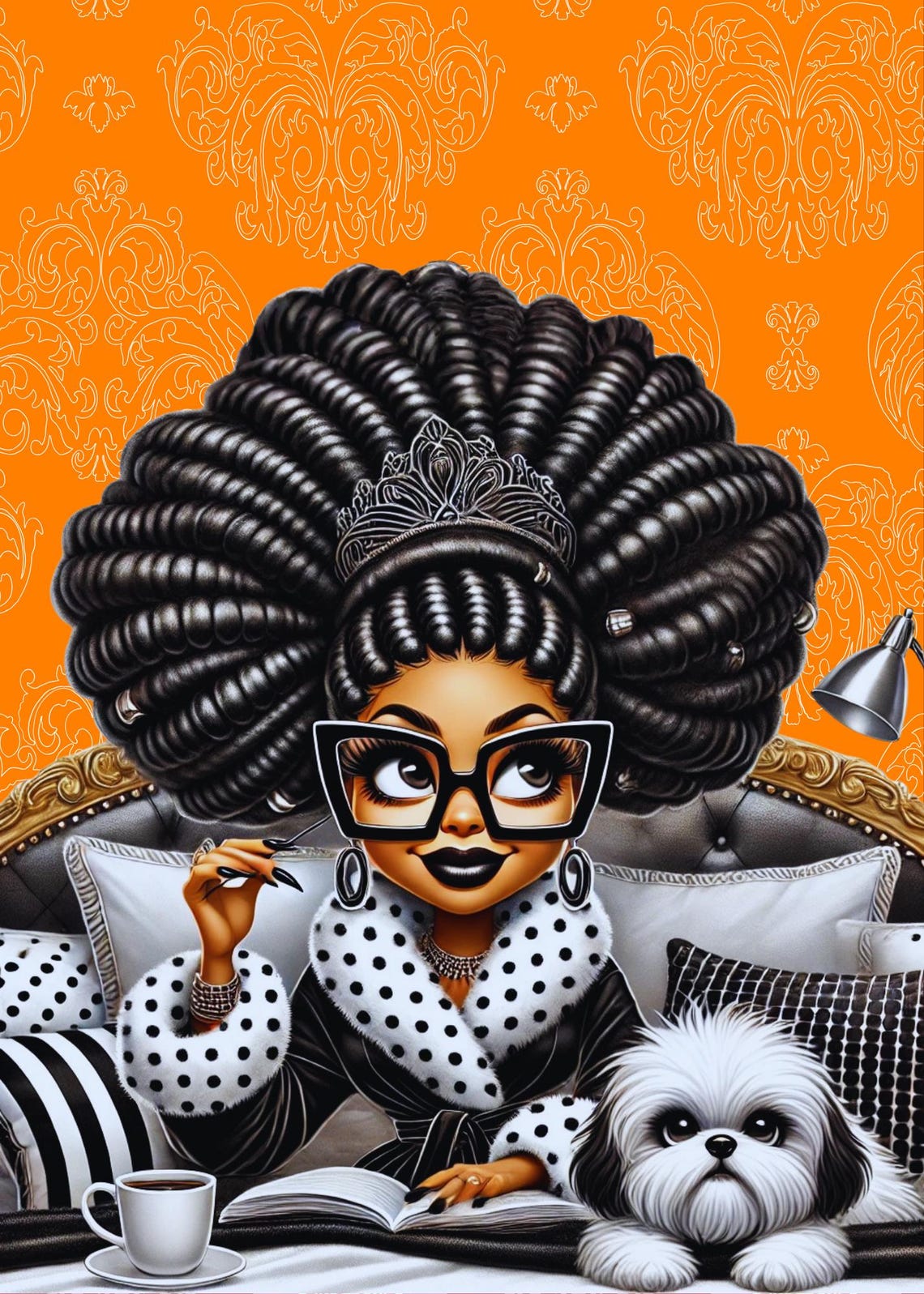 Afro Glam Black Woman Art Print | Fashion Diva Illustration (digital ...