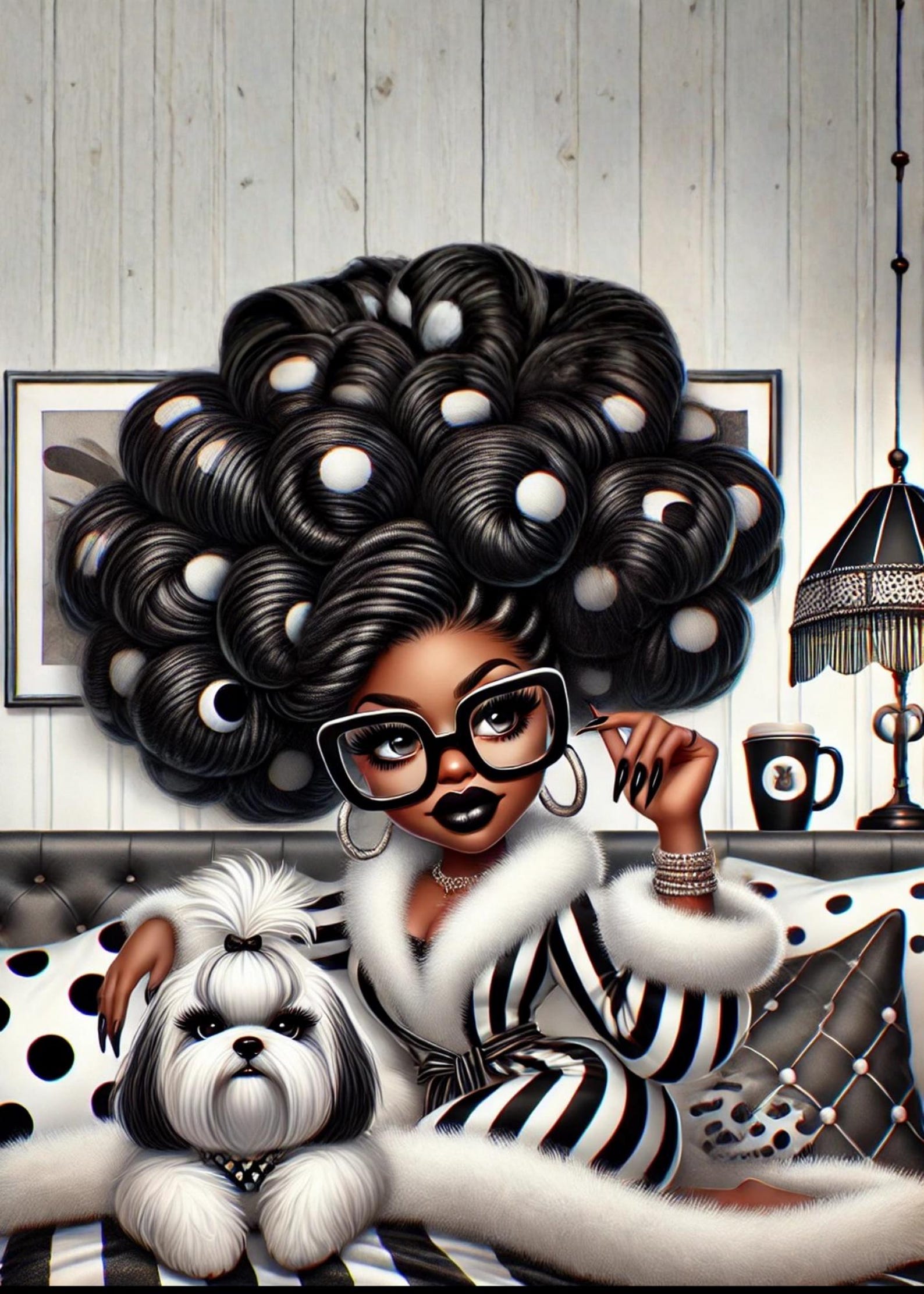 Afro Glam Black Woman Art Print | Fashion Diva Illustration (digital ...