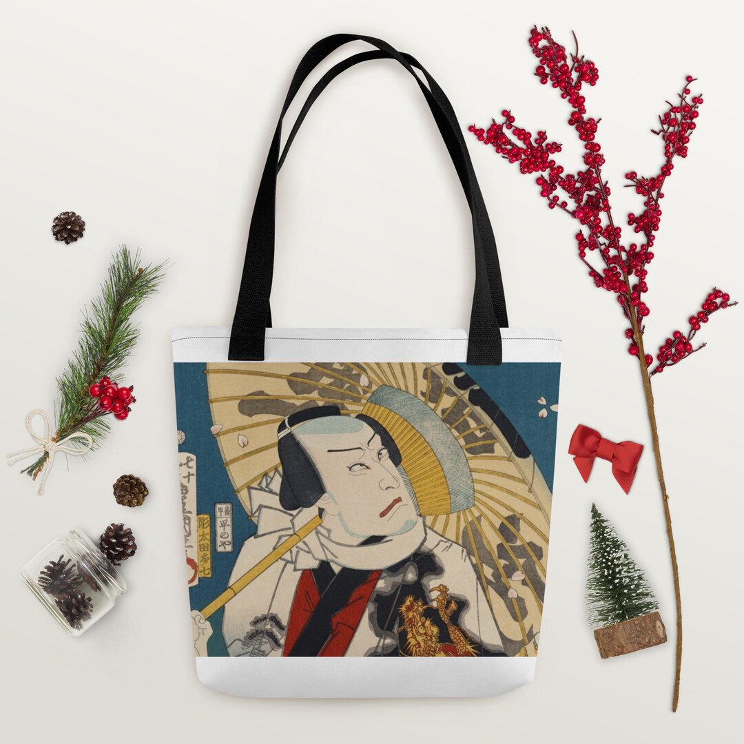 Kabuki Actor Ukiyo-e Tote Bag – Japanese Art Cherry Blossom Print ...