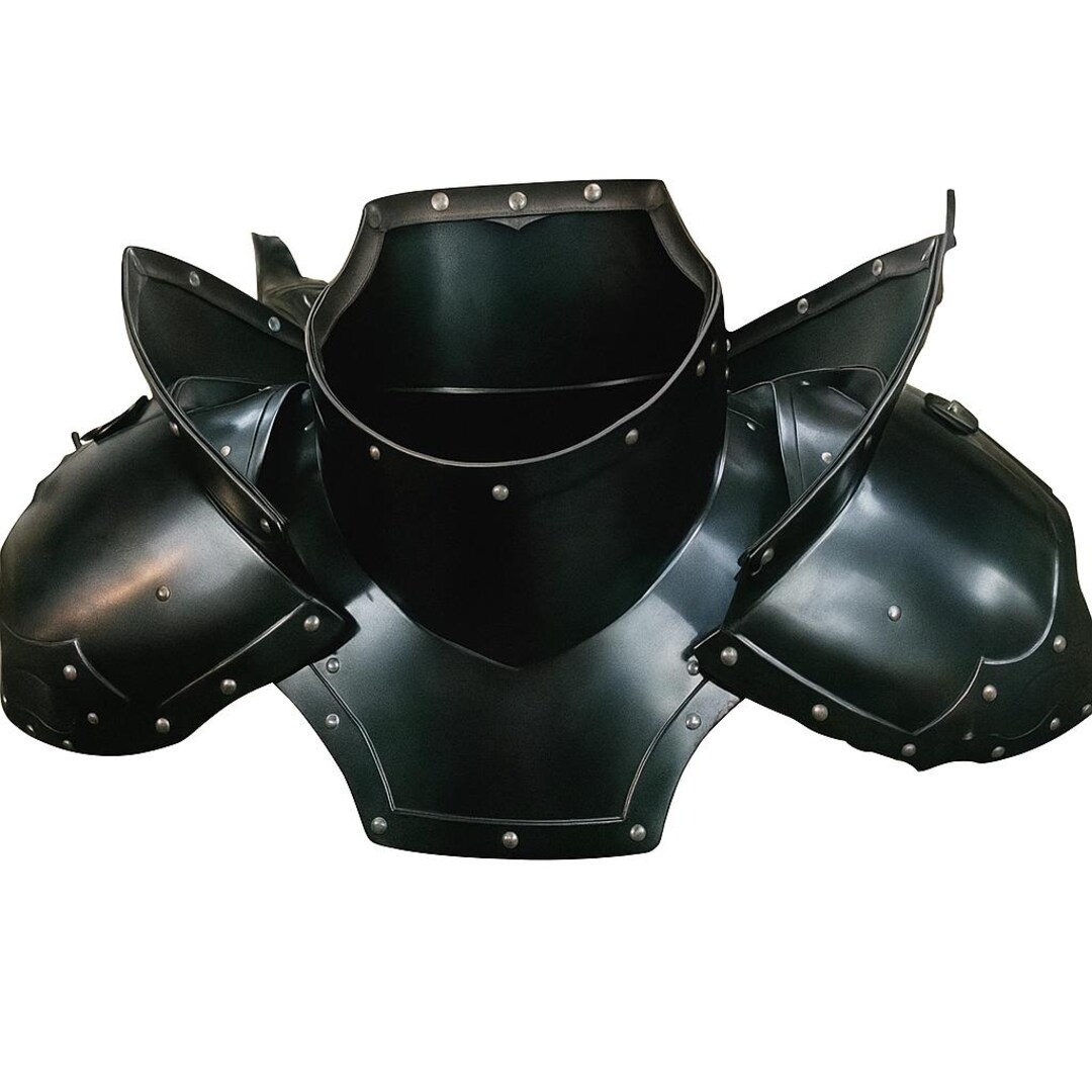 Black Medieval Knight Armor – Steel Gorget and Pauldrons Shoulder Set ...