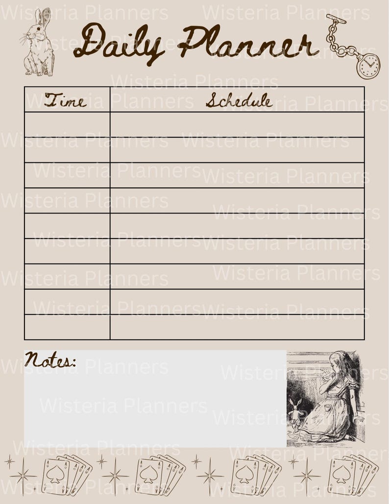 Alice and the White Rabbit Daily Planner - Etsy