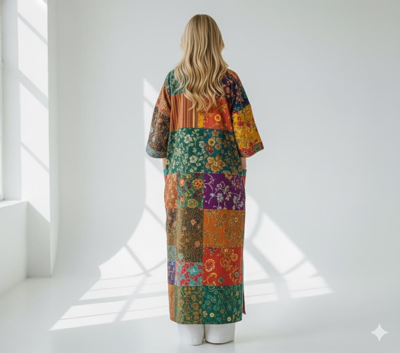 Long Kimono PDF Sewing Pattern • Oversized Patchwork Coat • Boho ...