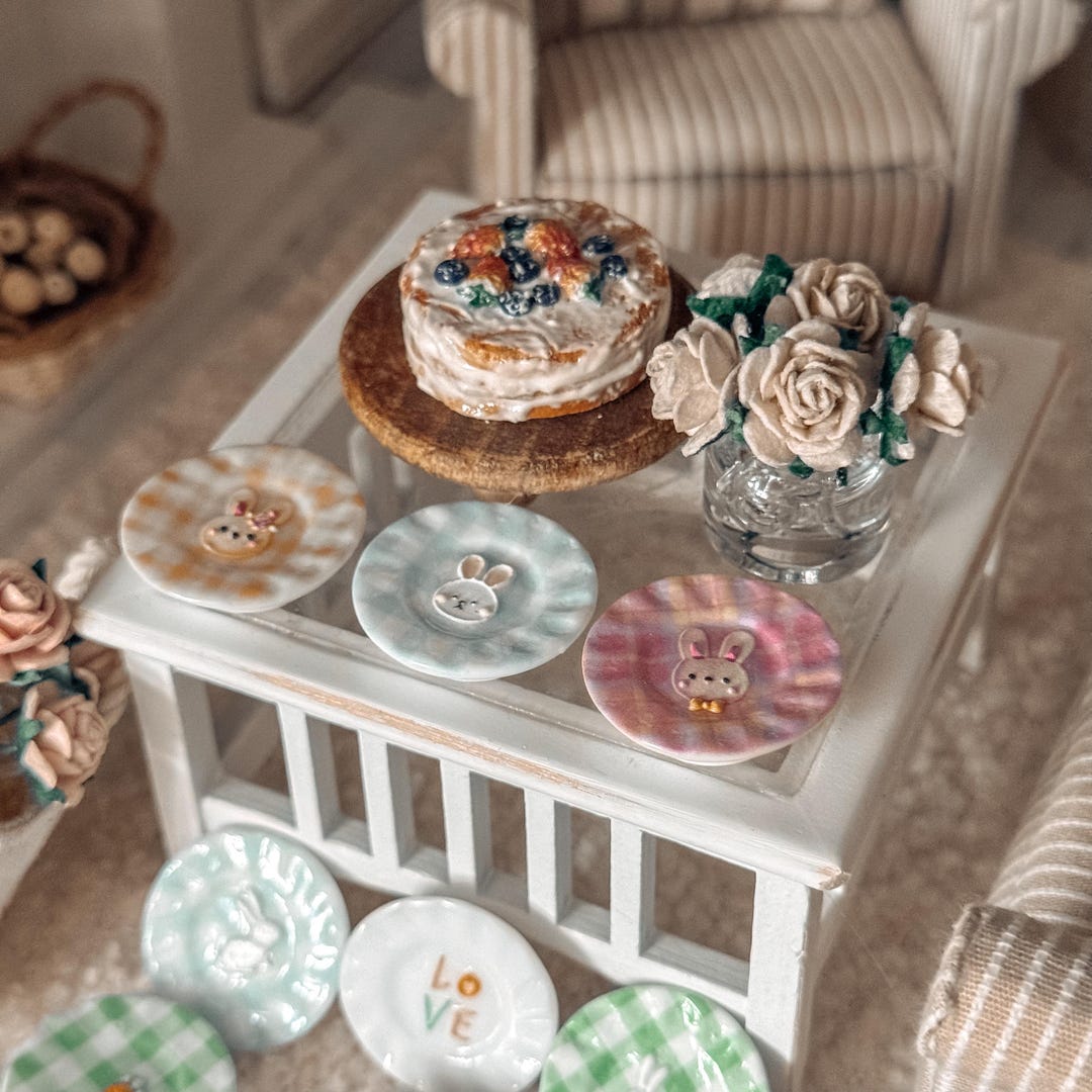 1:12 Miniature Spring Easter Theme Dollhouse Dishes Plates Platters ...