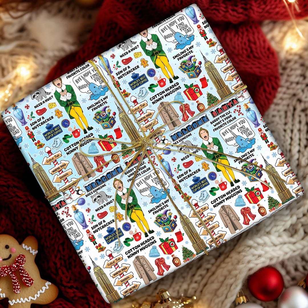 Elf Wrapping Paper, Buddy the Elf Christmas Gift Wrap Paper, 90's ...