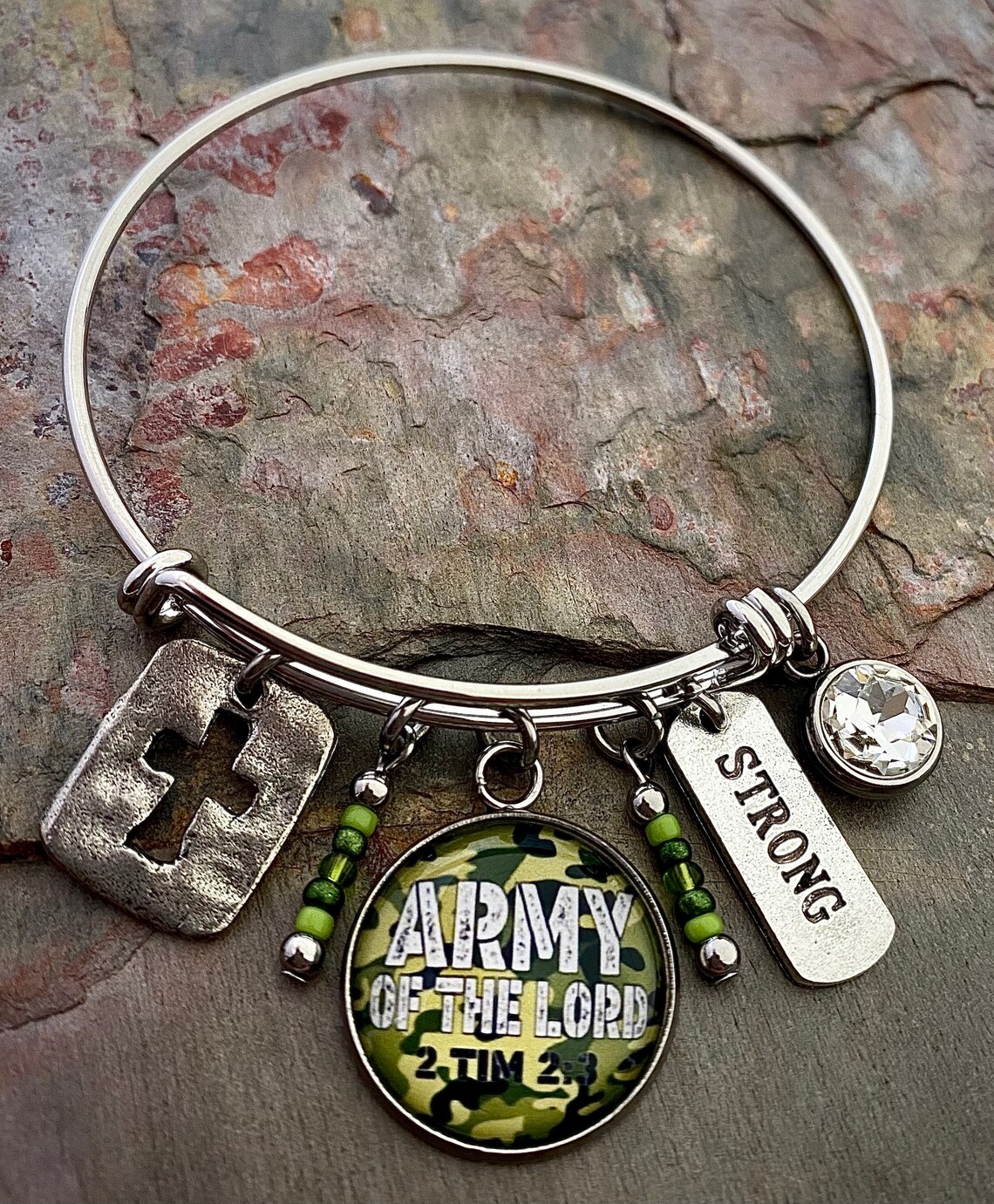 Army of the Lord Inspirational Stainless Adjustable Charm Bangle ...