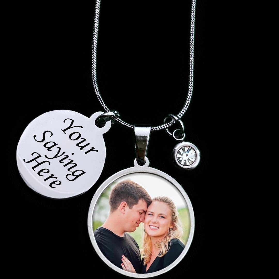Custom Photo Stainless Necklace Gift - Your Own Saying, Photo, and ...