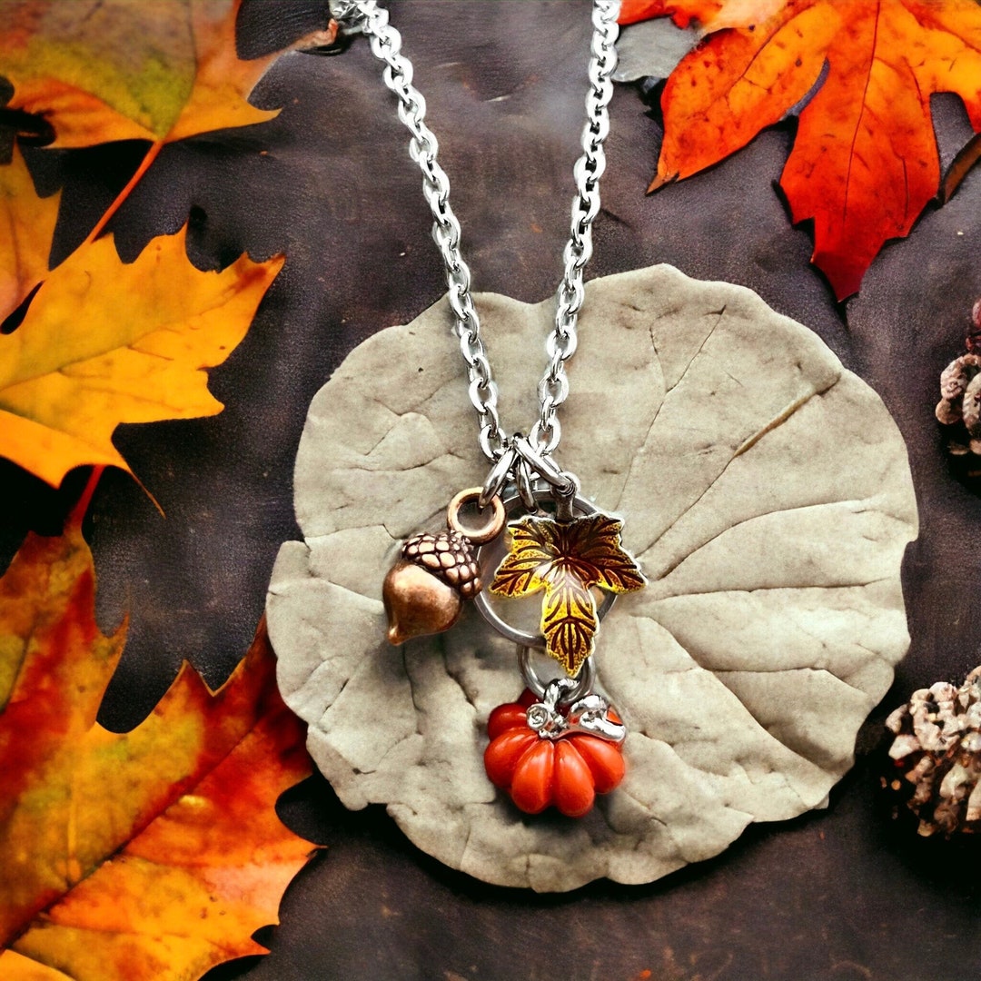 Pumpkin Fall Handmade Necklace - Fall Lover Jewelry - Etsy