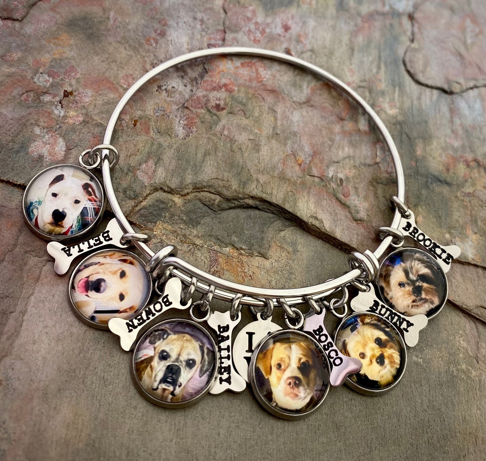 Pet Photo Puppy Love Stainless Adjustable Bangle Bracelet - Dog Cat ...